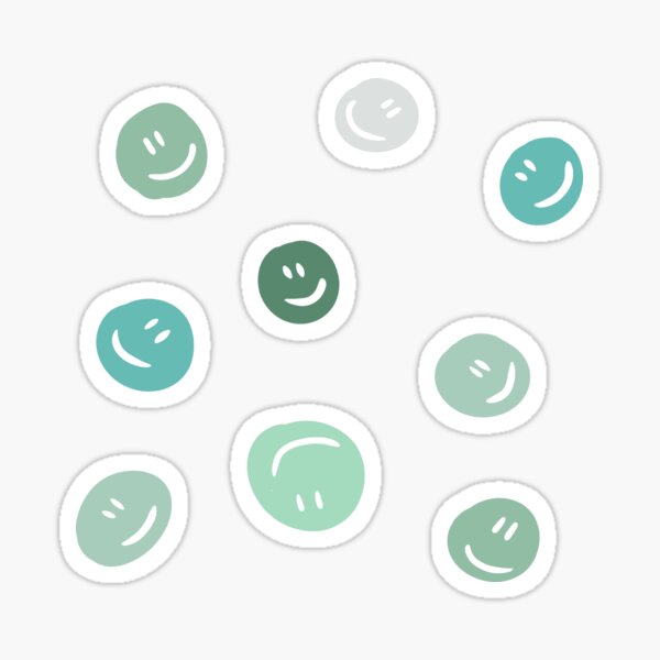 "cute little pastel green smileys" Sticker for Sale by moonbean-art ...