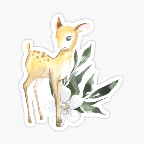 "Fawn & Flower" Sticker for Sale by Triffy-Jiffy | Redbubble