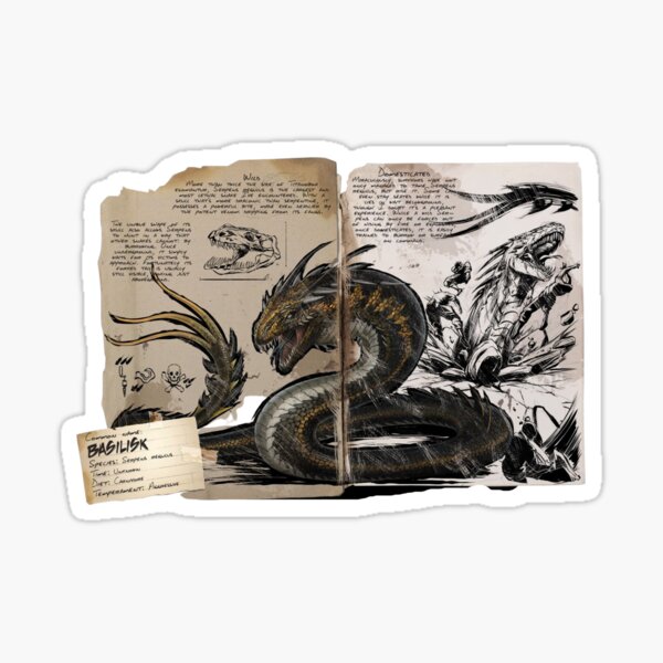 "Ark: Survival Evolved Basilisk dossier" Sticker for Sale by Takushi4 ...