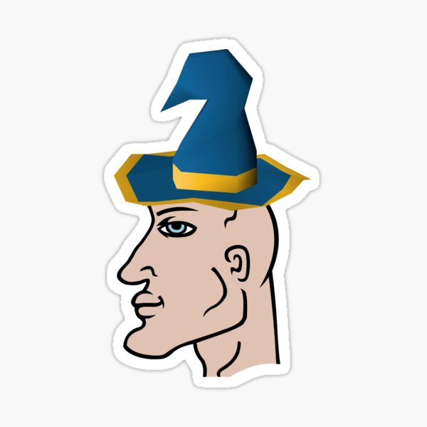 "Chad wearing an OSRS wizard hat (g)" Sticker for Sale by Captain ...