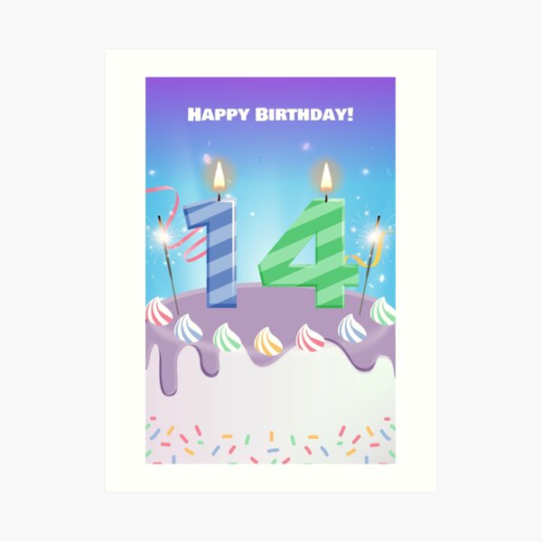 "Happy Birthday 14 years old funny card and gear" Art Print by ...