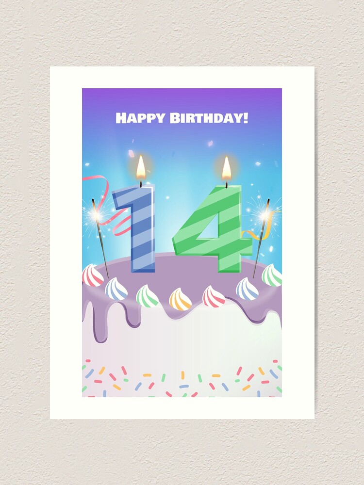"Happy Birthday 14 years old funny card and gear" Art Print by ...