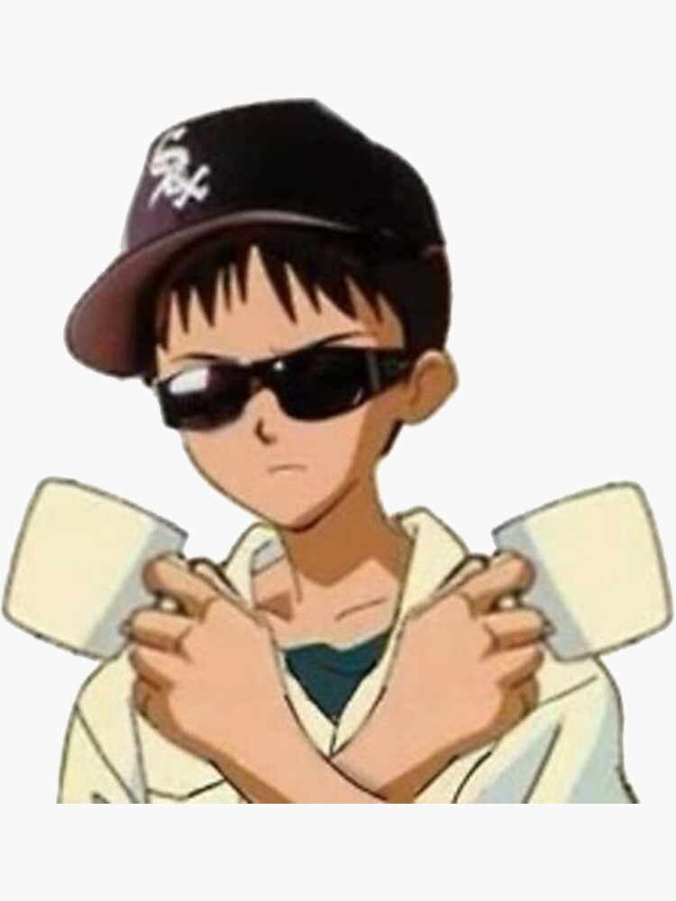 "Evangelion Shinji Ikari - Meme Drip" Sticker for Sale by Coolberry ...