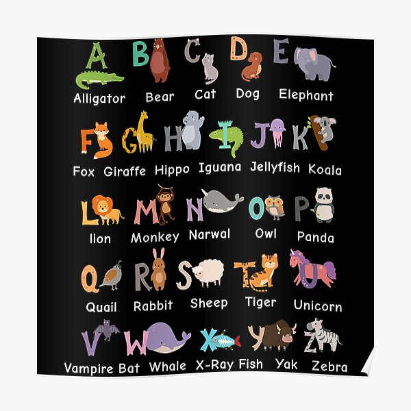 " Alphabet Animal ABCs Learning" Poster for Sale by JaniceRuthArts ...