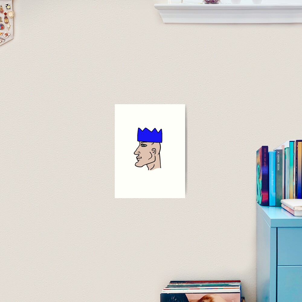 "Chad meme wearing blue OSRS party hat" Art Print for Sale by ...