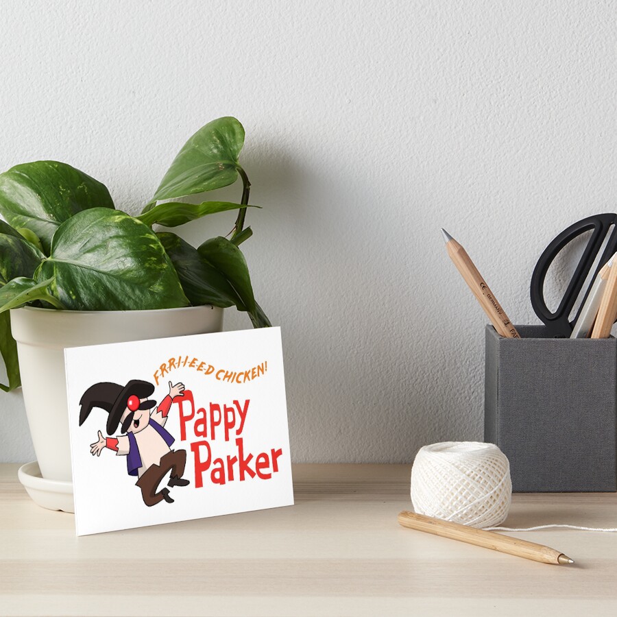 Lámina rígida «Logotipo y personaje de la mascota del restaurante Pappy Parker Fried Chicken» de ...