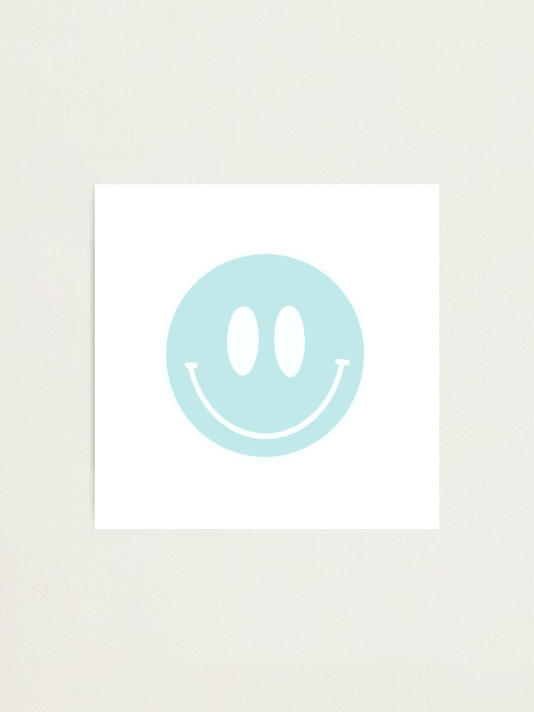 "Aesthetic Mint Green Smiley Face Sticker" Photographic Print by ...
