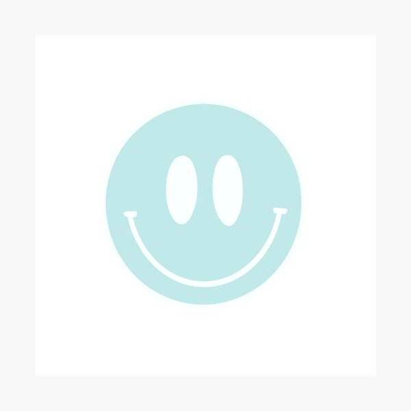 "Aesthetic Mint Green Smiley Face Sticker" Photographic Print by ...