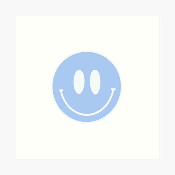 "Aesthetic Blue Smiley Face Sticker" Art Print by artbyhadiqah | Redbubble