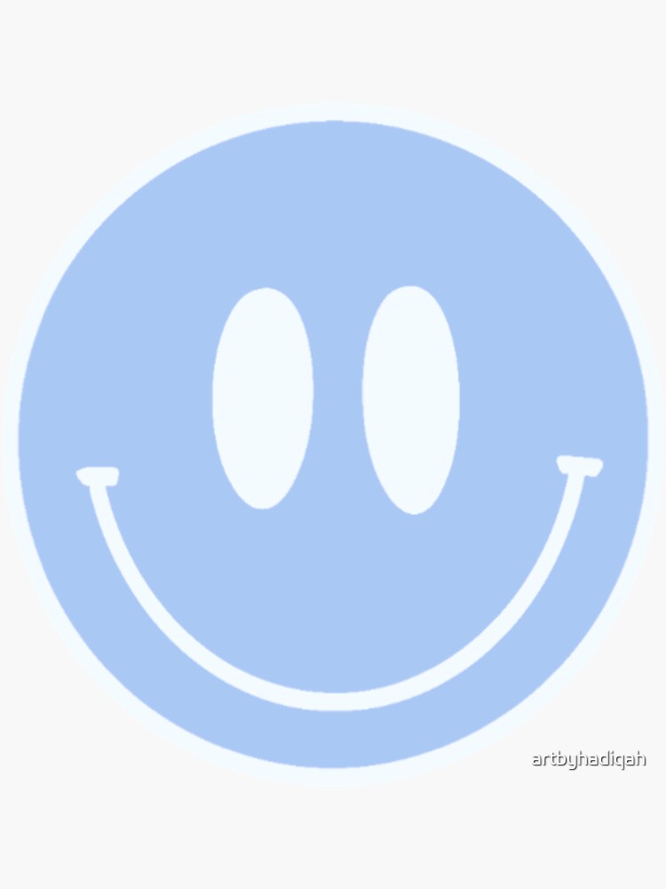 "Aesthetic Blue Smiley Face Sticker" Sticker for Sale by artbyhadiqah ...