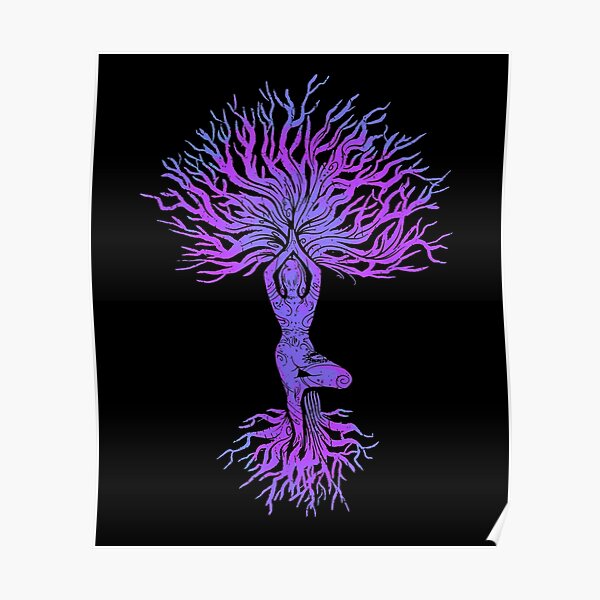 "Tree Of Life Haka Om Woman Yoga Vrikshasana Hatha Pose" Poster for ...