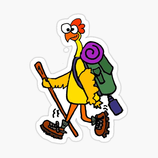 "Funny Rubber Chicken Hiking Cartoon" Sticker for Sale by naturesfancy ...