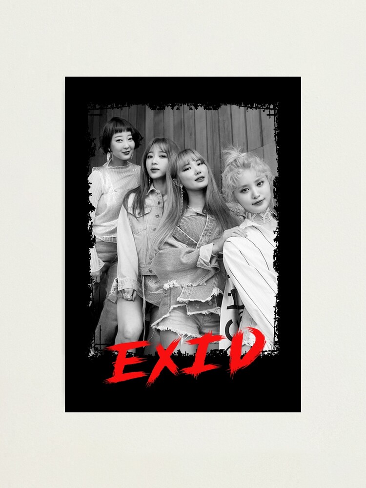 Lámina fotográfica «EXID Kpop Group Members Diseño de color RGB Kpop coreano en blanco y negro ...