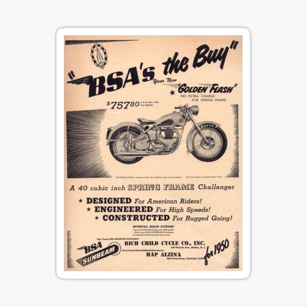 "BSA Motor Bike" Sticker for Sale by OldschoolTs | Redbubble