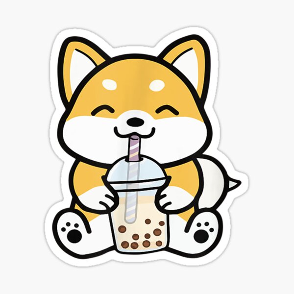 "Boba Corgi Corgi Boba Boba Shiba Shiba Corgi Milk Tea" Sticker for ...