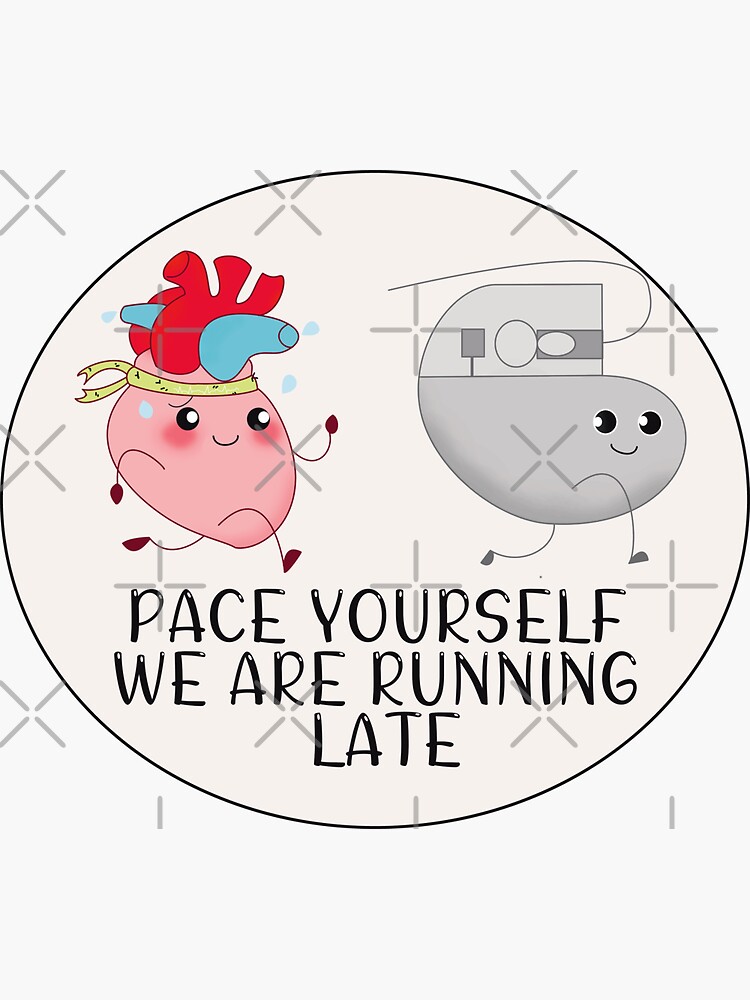 "Pace Yourself- Jogging Heart And Pacemaker" Sticker for Sale by MD ...