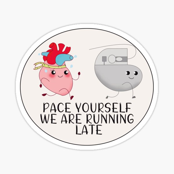 "Pace Yourself- Jogging Heart And Pacemaker" Sticker for Sale by MD ...
