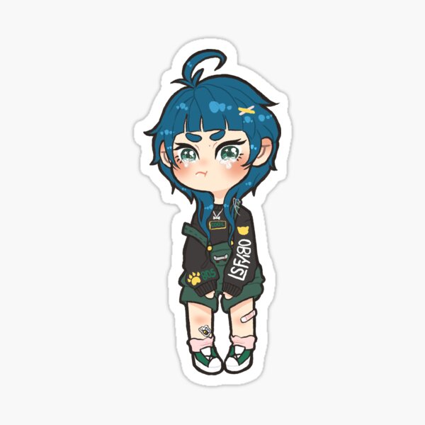 "Chibi Wang Yibo (Blue Mullet)" Sticker for Sale by lsfyibo | Redbubble