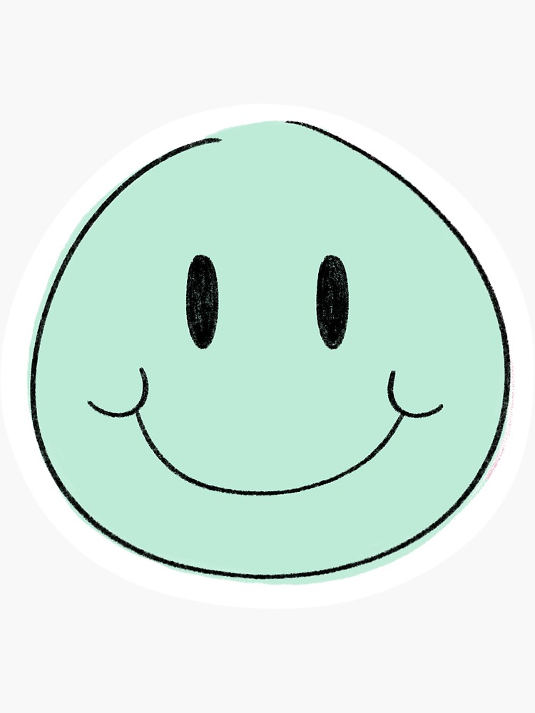 "Mint Green Blue Smiley Face" Sticker for Sale by rachelzstickers ...