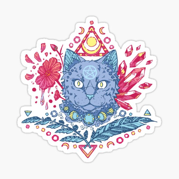 "Witchy Cat" Sticker by VivienBDesign | Redbubble
