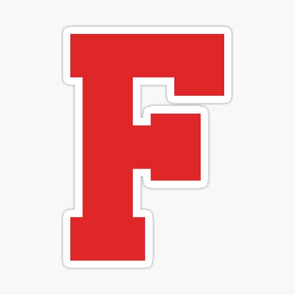 Pegatina «Alfabeto, rojo F, deportes letra F» de TheCultStuff | Redbubble