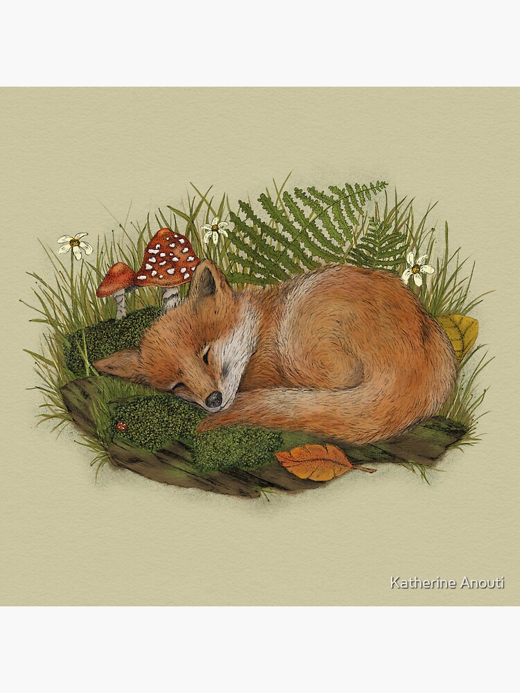 "Sleepy Cottagecore Fox" Sticker for Sale by klee1214 | Redbubble