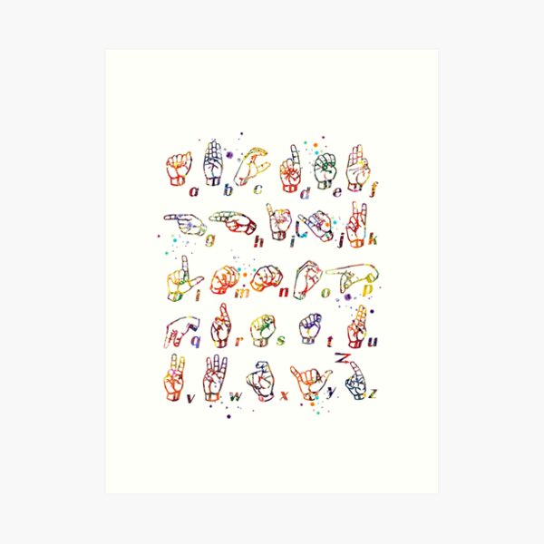 "ASL Sign Language Watercolor" Art Print by LotusGifts | Redbubble