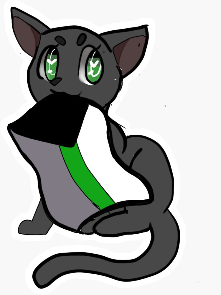 "Demiromantic pride black cat" Sticker by Dollymeds | Redbubble