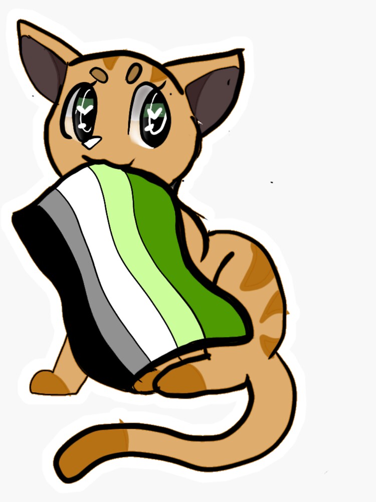 "Aromantic ginger pride cat" Sticker for Sale by Dollymeds | Redbubble