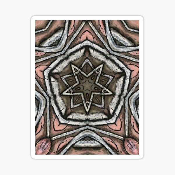 "PINK METEORITE STAR, KALEIDOSCOPE ART, GREY, SILVER STAR, " Sticker ...
