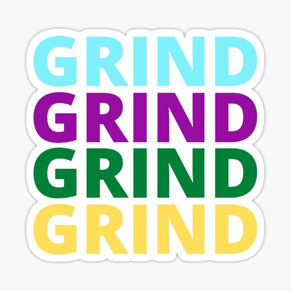 "Bold Multi-Colour Grind Sticker" Sticker for Sale by TryHard-Studios ...