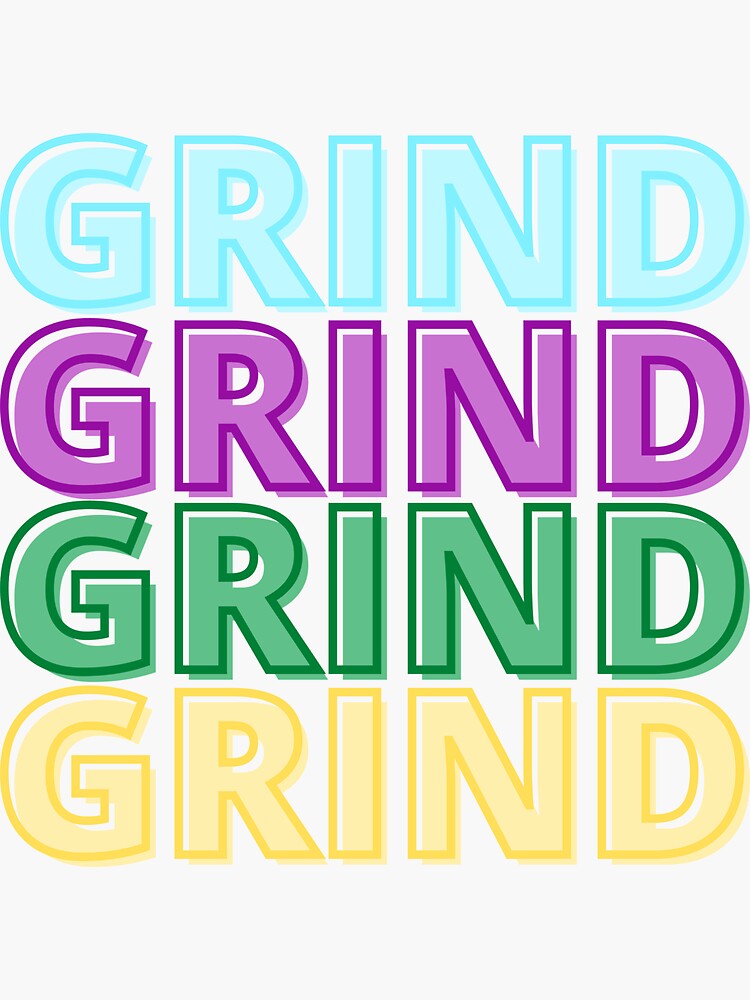"Bold Multi-Colour Grind Sticker" Sticker for Sale by TryHard-Studios ...