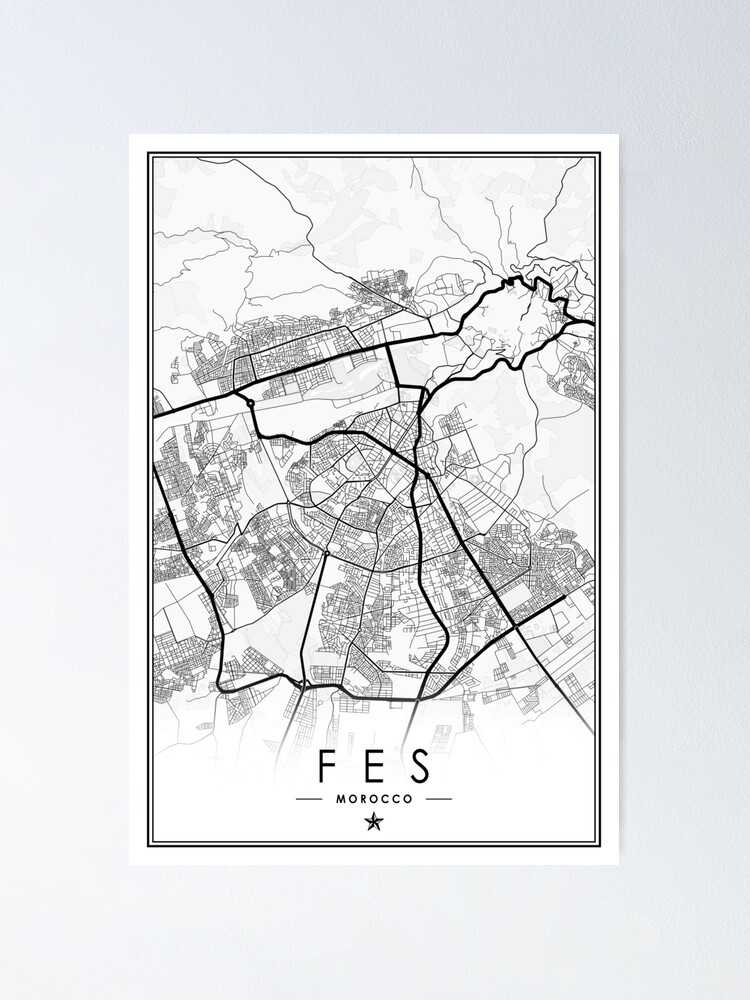 "Fes Map - Moroccan City " Poster by feether-store | Redbubble