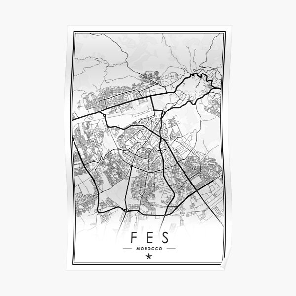 "Fes Map - Moroccan City " Poster by feether-store | Redbubble