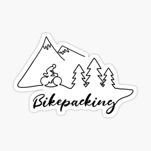 Pegatina «Bikepacking line art en bosque de pinos» de Philster-ts ...