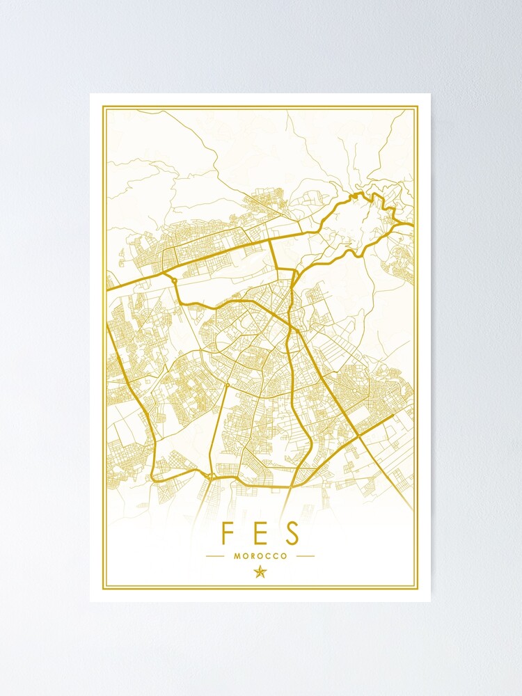 "Fes Map - Moroccan City " Poster for Sale by feether-store | Redbubble