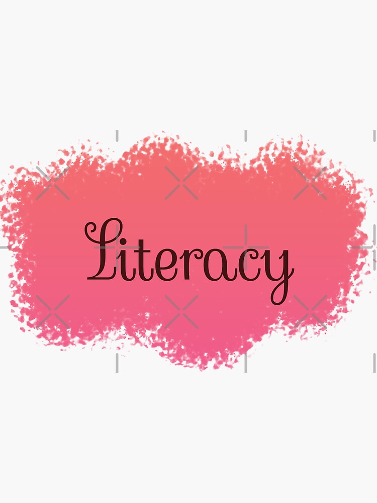 "Literacy School Subject Label - Peach to Pink Gradient" Sticker for ...