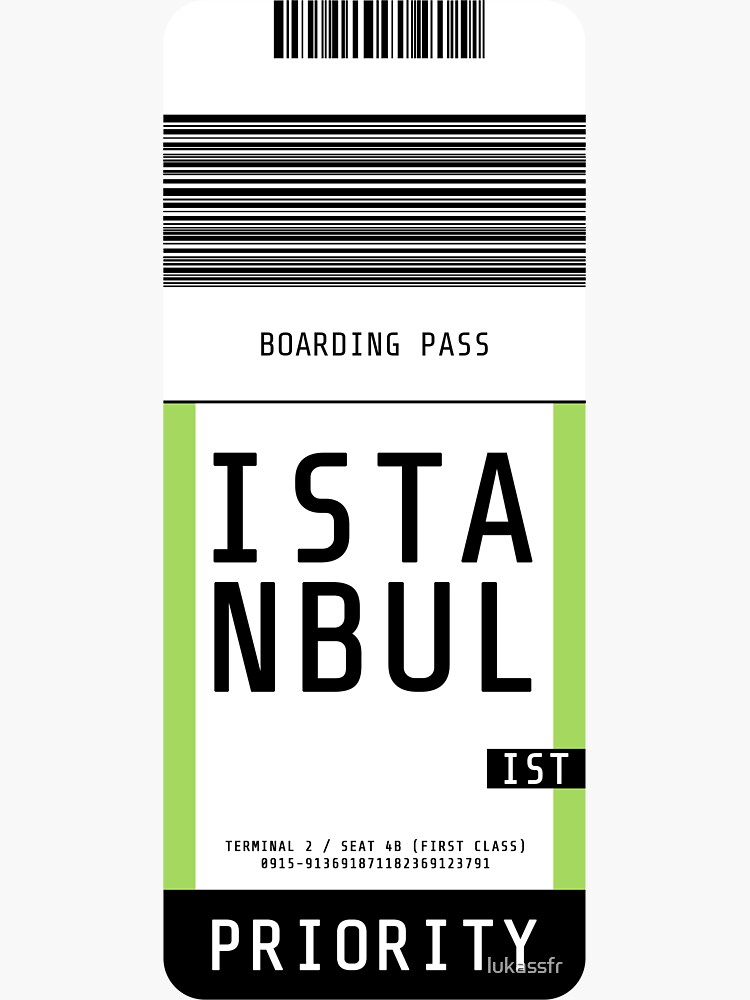 "Istanbul Boarding Pass IST" Sticker for Sale by lukassfr | Redbubble