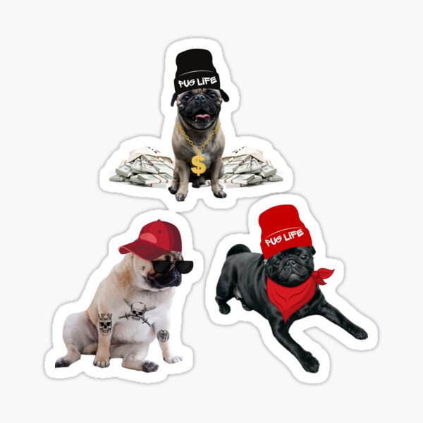 "MerchHaus - Pug Life / Thug Life Sticker Pack For The Pug Lovers ...