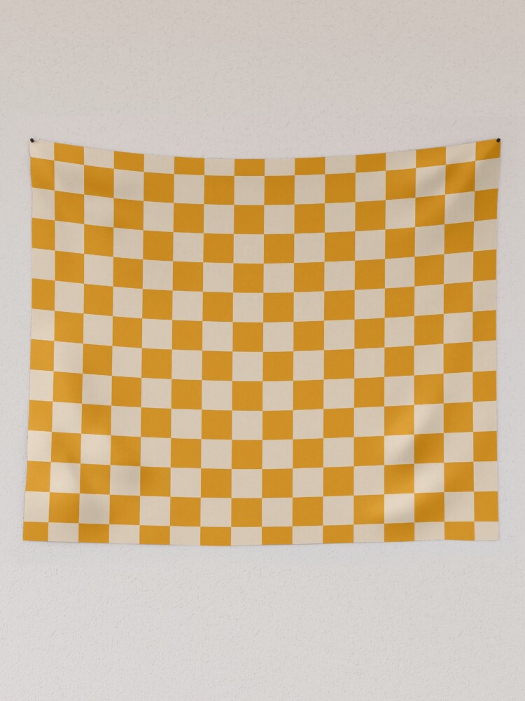 Checkerboard Mini Check Checked Pattern in Honey Mustard and Cream ...