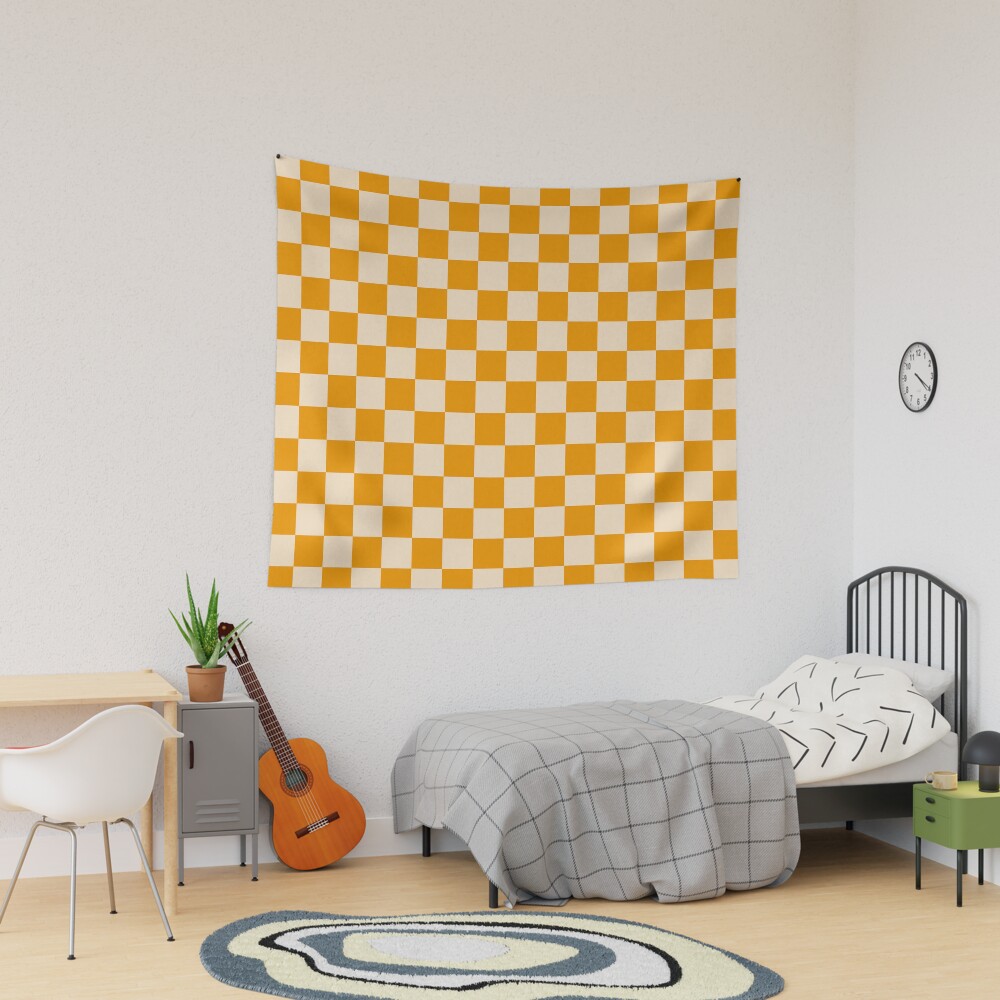 Checkerboard Mini Check Checked Pattern in Honey Mustard and Cream ...