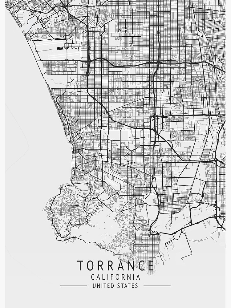 "Torrance - California - US Gray City Map" Poster by ctmapprint | Redbubble