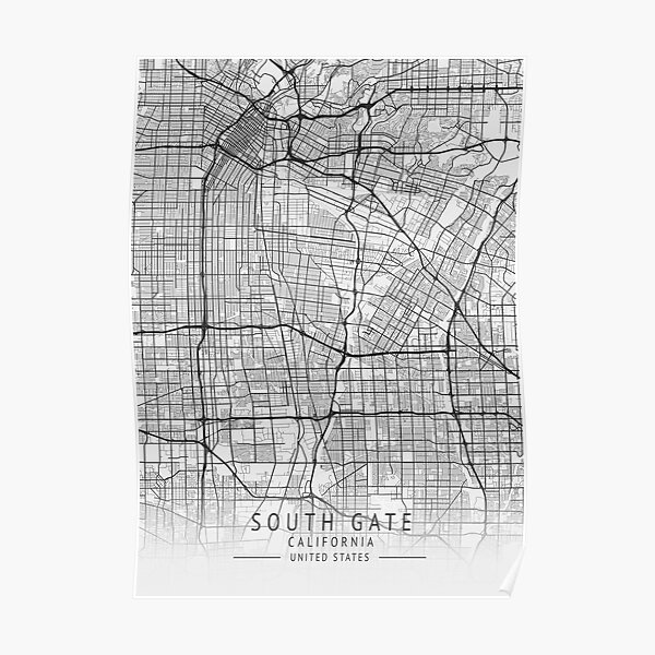 "South Gate - California - US Gray City Map" Poster for Sale by ...
