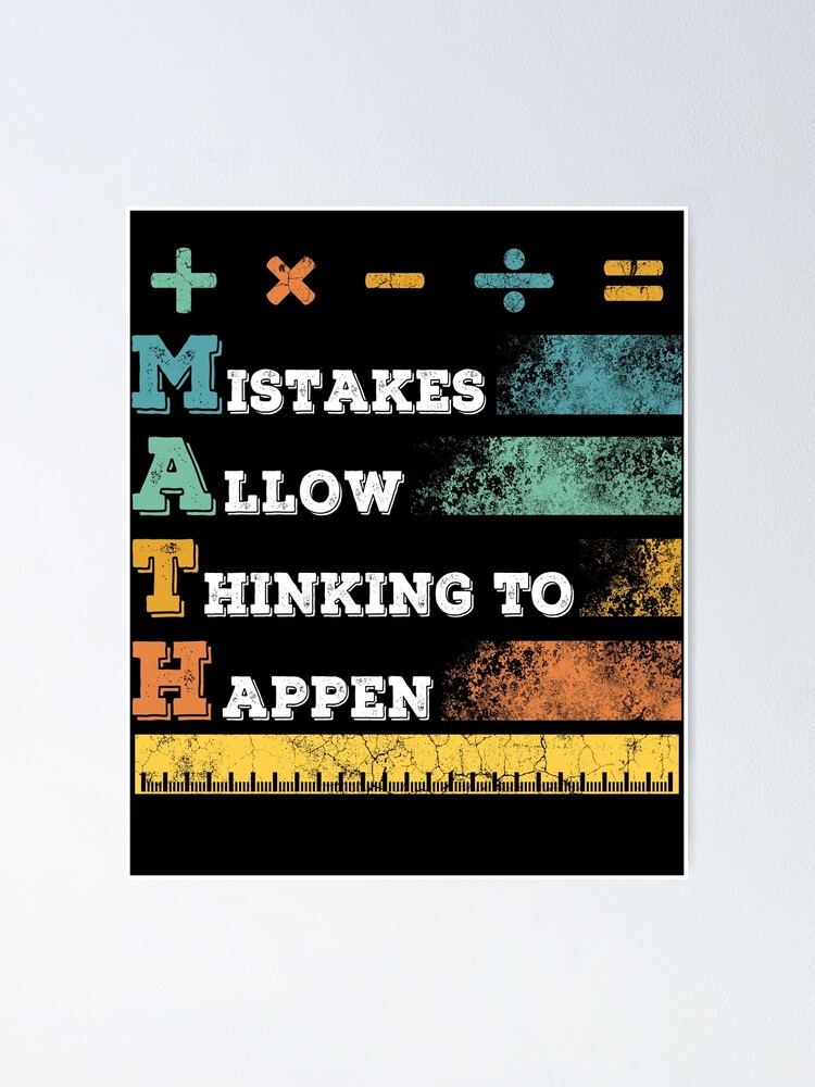 "Mistakes Allow Thinking To Happen Math Positive Saying Retro Vintage ...