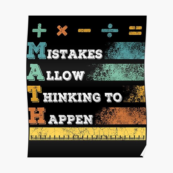 "Mistakes Allow Thinking To Happen Math Positive Saying Retro Vintage ...