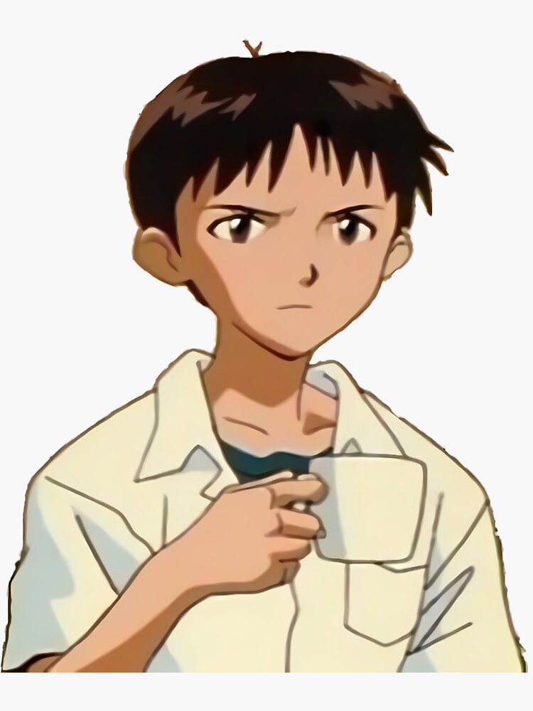 Pegatina «shinji sosteniendo una taza en una taza» de SNOOPYSNEEK ...