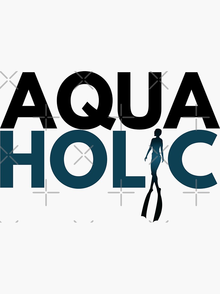 "Freediver, Aquaholic Classic duo tone freediving design" Sticker for ...