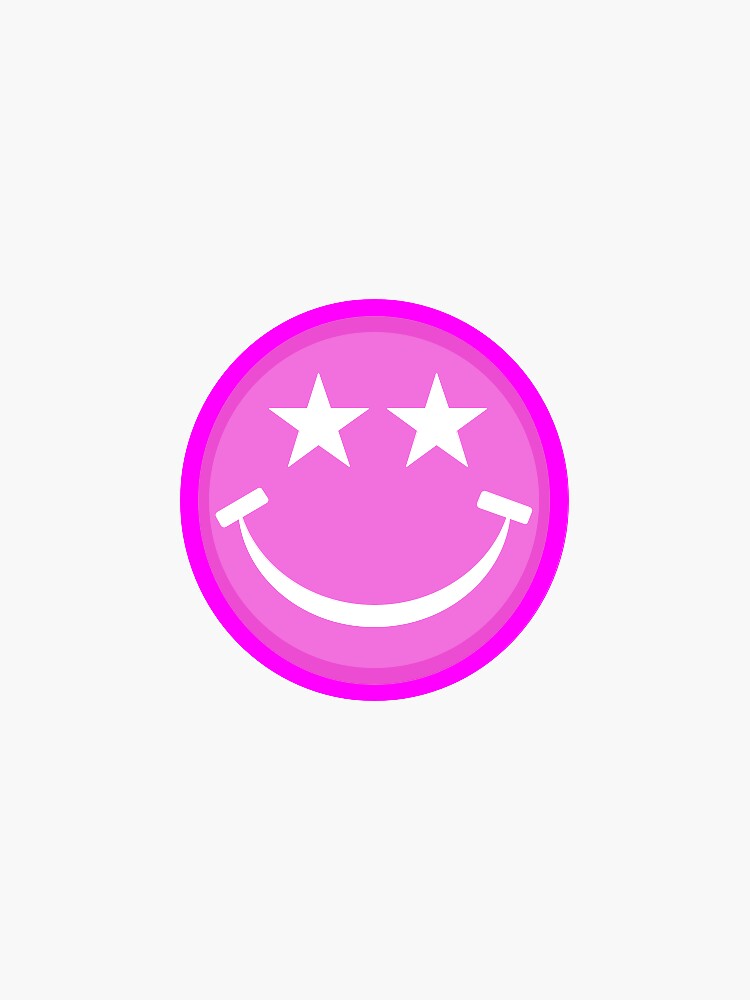 "pink star smiley face" Sticker by cberger2 | Redbubble