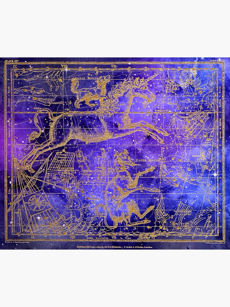 "Vintage Celestial Map of Monoceros the Unicorn Constellation" Art ...