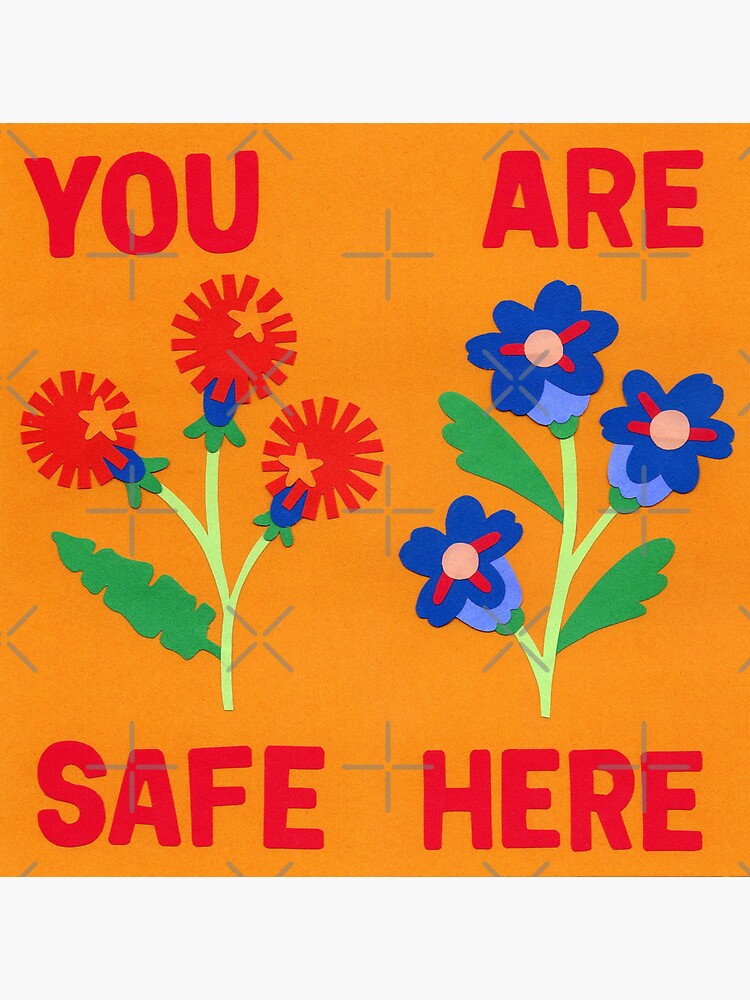 "you are safe here" Sticker for Sale by emma-illu | Redbubble